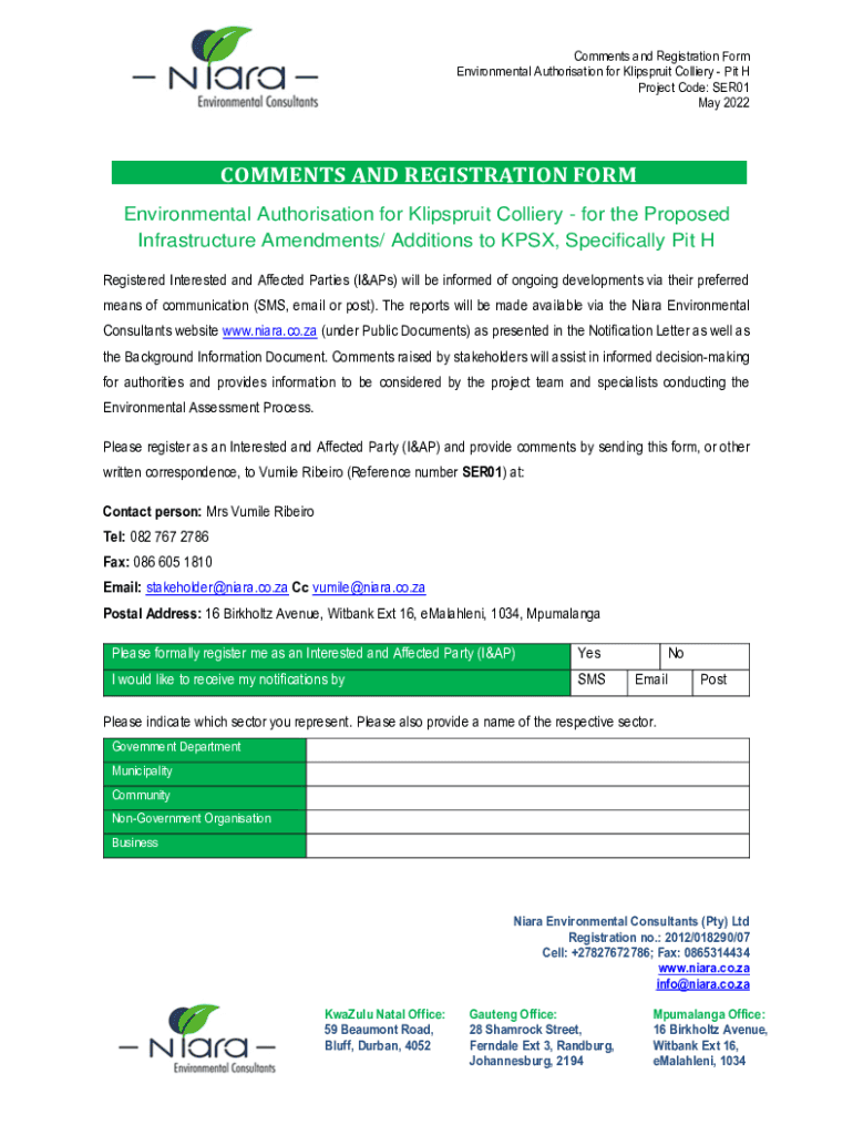 Fillable Online Environmental Impact Assessment for the Klipspruit ...