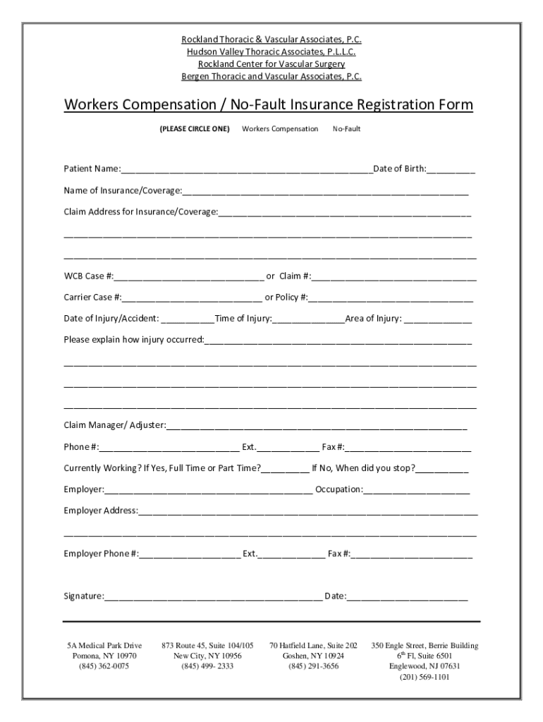 Fillable Online Workers Compensation / No-Fault Insurance Registration ...