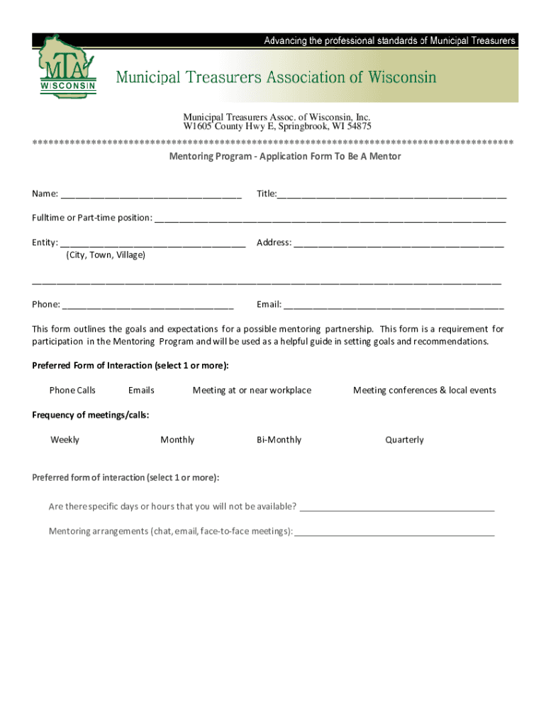 Fillable Online DOR Municipal Treasurer - Wisconsin Department of ...