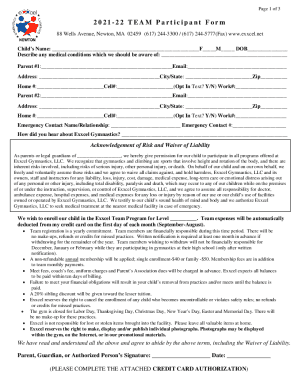 Fillable Online 2021-22 TEAM Participant Form Fax Email Print - pdfFiller