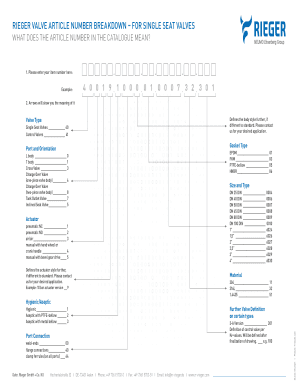 Fillable Online rieger valve article number breakdown for single seat ...