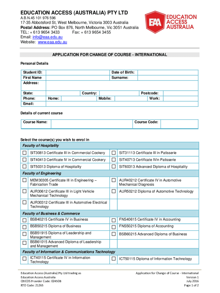 Fillable Online Fillable Online EDUCATION ACCESS AUSTRALIA PTY LTD ... Fax Email Print - pdfFiller
