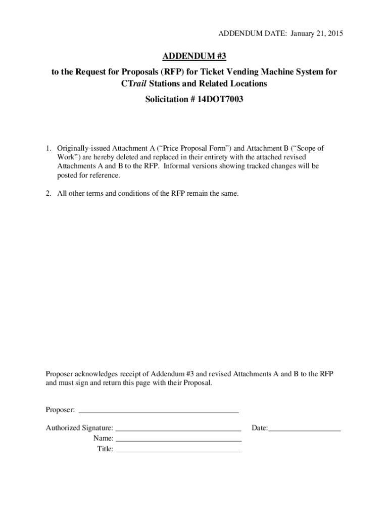 Fillable Online ADDENDUM #3 to the Request for Proposals (RFP) for ...
