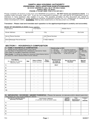 Fillable Online Santa Ana Housing Authority Personal Declaration ...