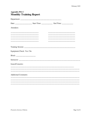Fillable Online Monthly Training Report Fax Email Print - pdfFiller