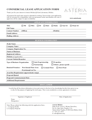 Fillable Online How to create a Commercial lease Application Form ...
