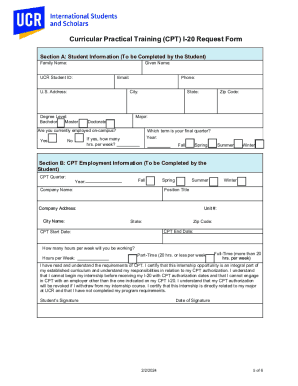 Fillable Online CPT Request Form - UCR: International Affairs Fax Email ...