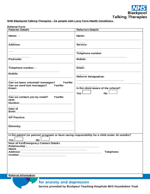 Long Term Health Conditions referral Doc Template | pdfFiller