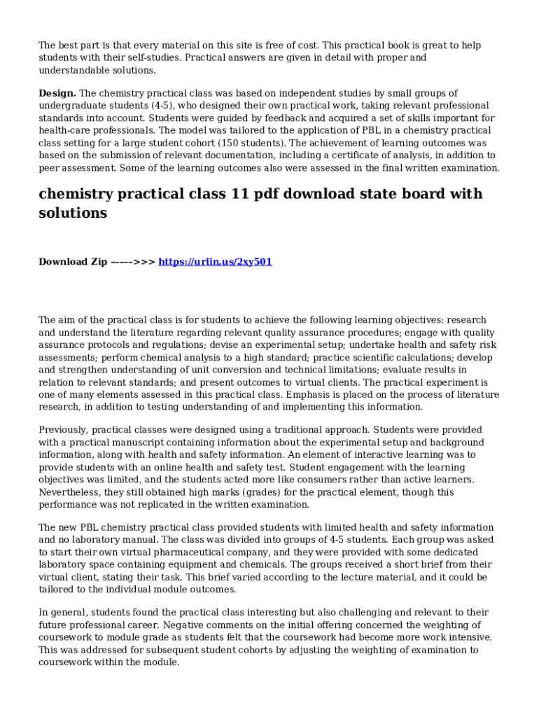 Fillable Online Chemistry Practical Class 11 Pdf Download State Board ...