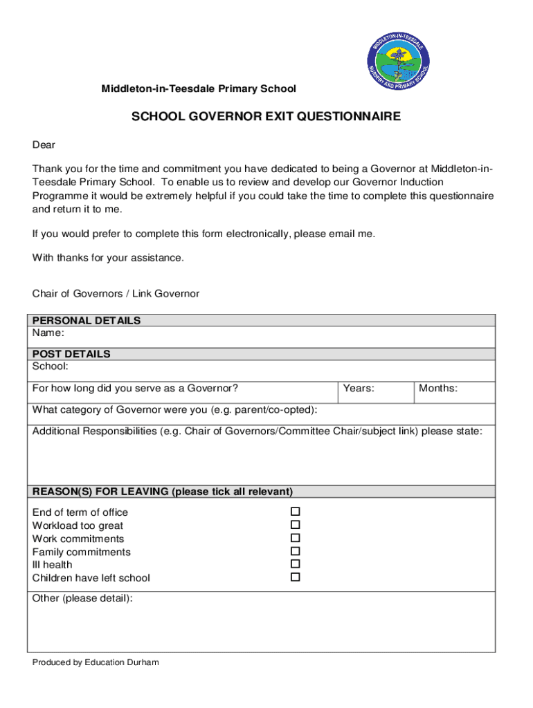 Fillable Online Middleton-Governor-Exit-form.pdf Fax Email Print - pdfFiller