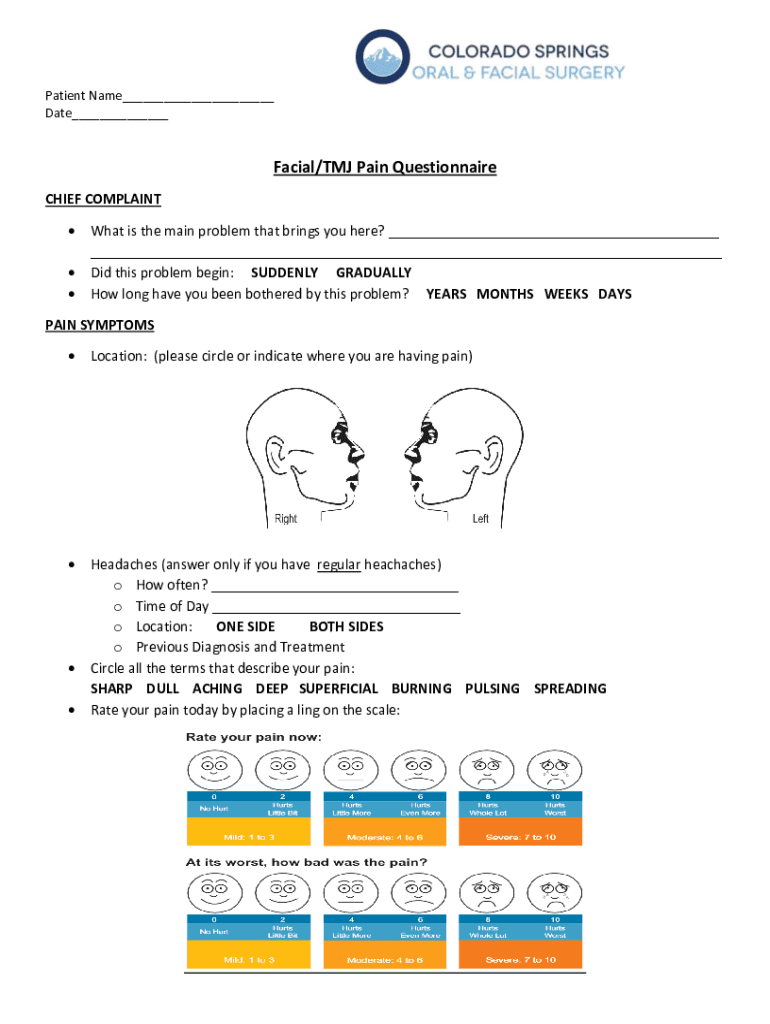 Fillable Online Facial/TMJ Pain Questionnaire Fax Email Print - pdfFiller