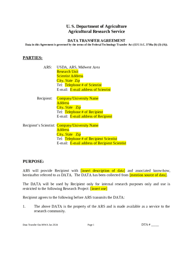 Research Projects : USDA ARS Doc Template | pdfFiller