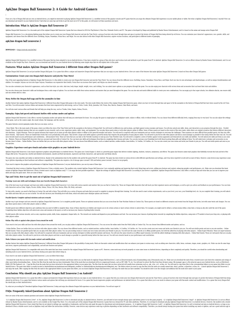 Fillable Online Building a android and bio android in xenoverse 2 : r ...