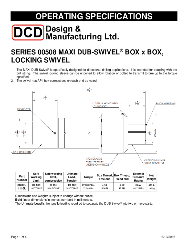 Fillable Online 00508-1110L DCD Spec - Op Sheet Fax Email Print - pdfFiller