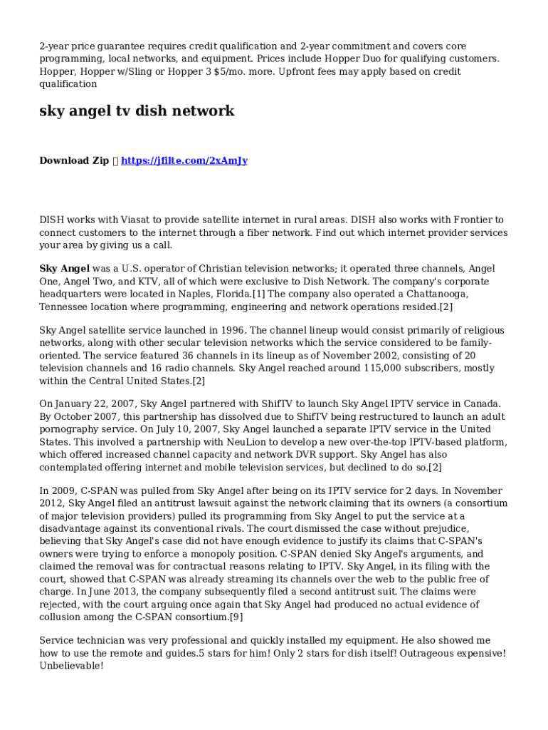 Fillable Online DISH Satellite Service Price Guarantee Fax Email Print ...