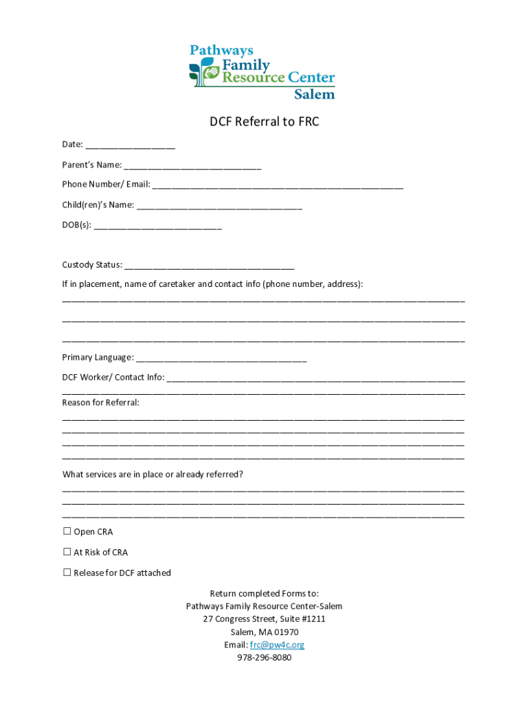Fillable Online Letter of Notification of placement of person into DCF ...