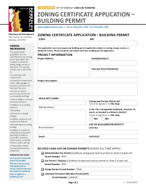 Fillable Online ZONING CERTIFICATE APPLICATIONBUILDING PERMIT Fax Email ...