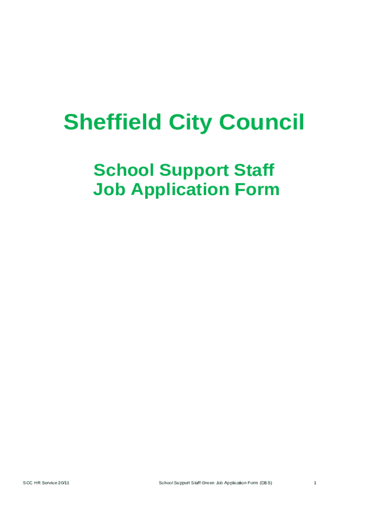 Sheffield City Council School Job Application Doc Template Doc Template ...