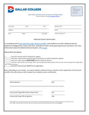Fillable Online 2023-2024 Selective Service Statement of Registration Fax Email Print - pdfFiller