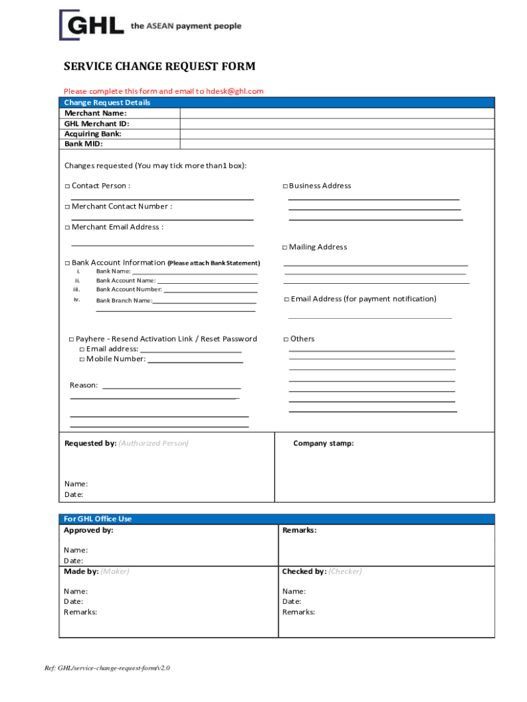 Fillable Online MERCHANT CHANGE FORM Fax Email Print - pdfFiller