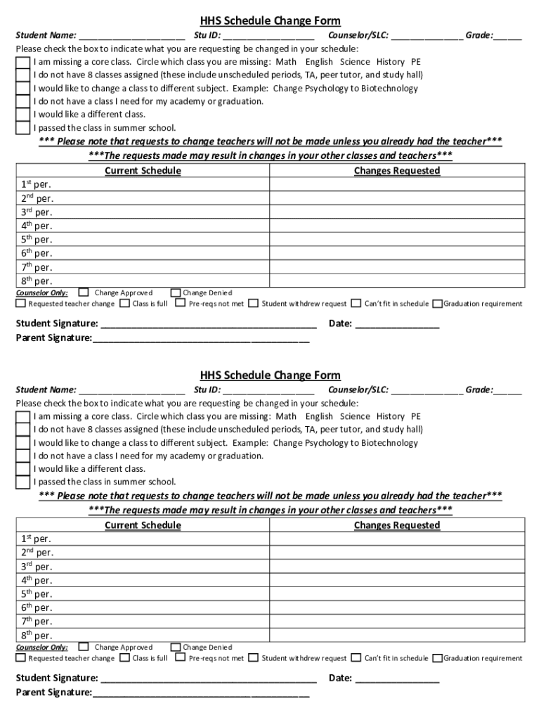 Fillable Online How to construct a schedule change request over email ...