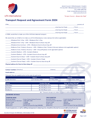 Fillable Online Transport Request and Agreement Form 2024 Fax Email Print - pdfFiller