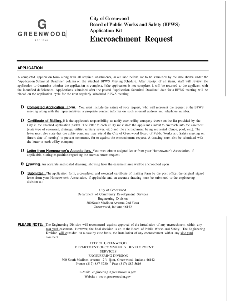 Fillable Online Encroachment Request Form Fax Email Print - pdfFiller