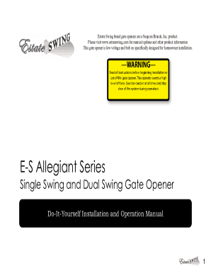 Fillable Online Estate Swing E-S 1600 Single Swing Gate Opener w Fax Email Print - pdfFiller