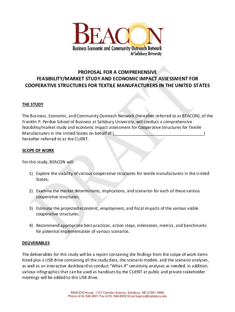 Fillable Online proposal for a comprehensive feasibility/market study and ... Fax Email Print ...