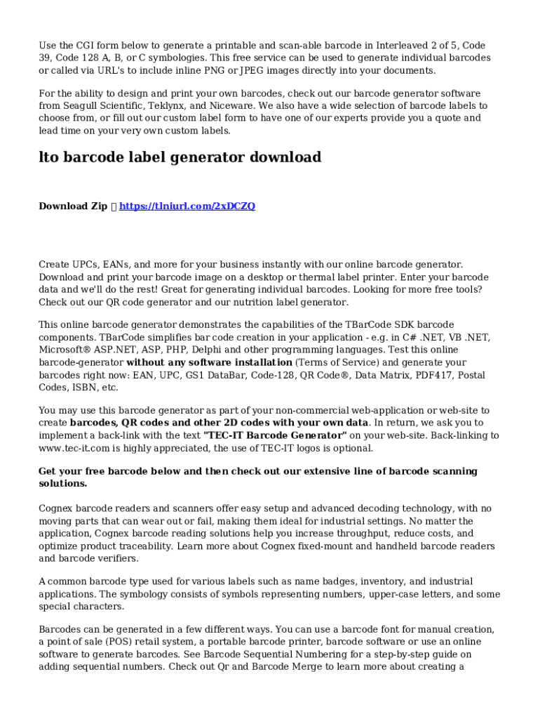 Fillable Online Lto Barcode Label Generator Download Fax Email Print ...