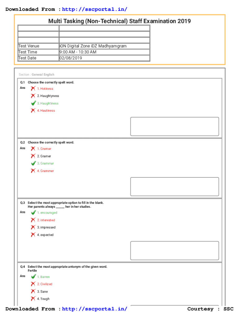 Fillable Online (E-Book) SSC MTS Exam Question Papers with Ans PDF ...