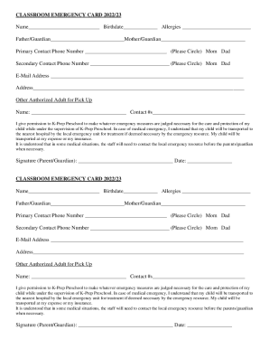Fillable Online 23-24 Sports Emergency Info Card - Connect Suite Fax ...