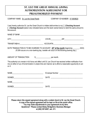 Fillable Online Fillable Online (ACH) Withdrawal Form - St. Leo Catholic ... Fax Email Print ...