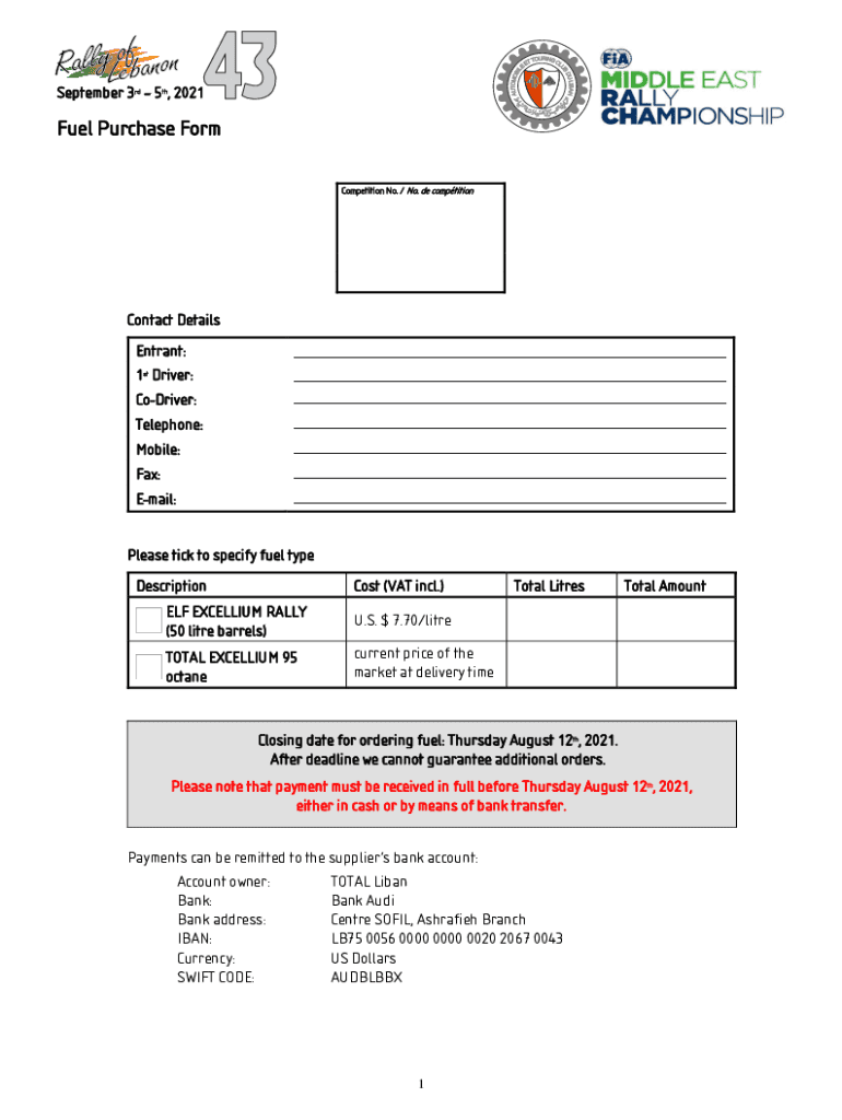 Fillable Online Fuel Purchase Form Fax Email Print - pdfFiller