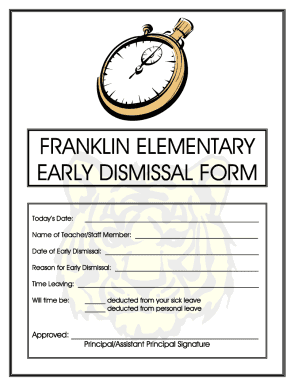 Fillable Online Early Dismissal Form - Franklin Sherman Elementary ...