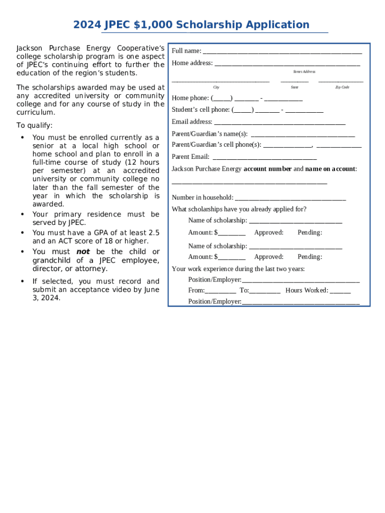Jackson Purchase Energy Announces Scholarship Winners Doc Template ...