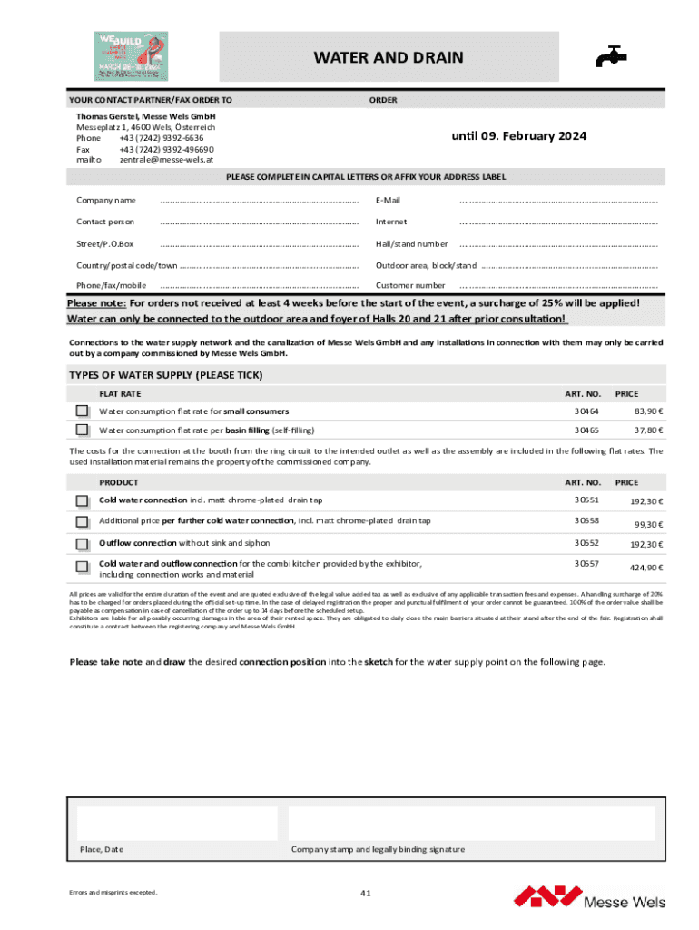 Fillable Online WATER AND DRAIN Fax Email Print - pdfFiller