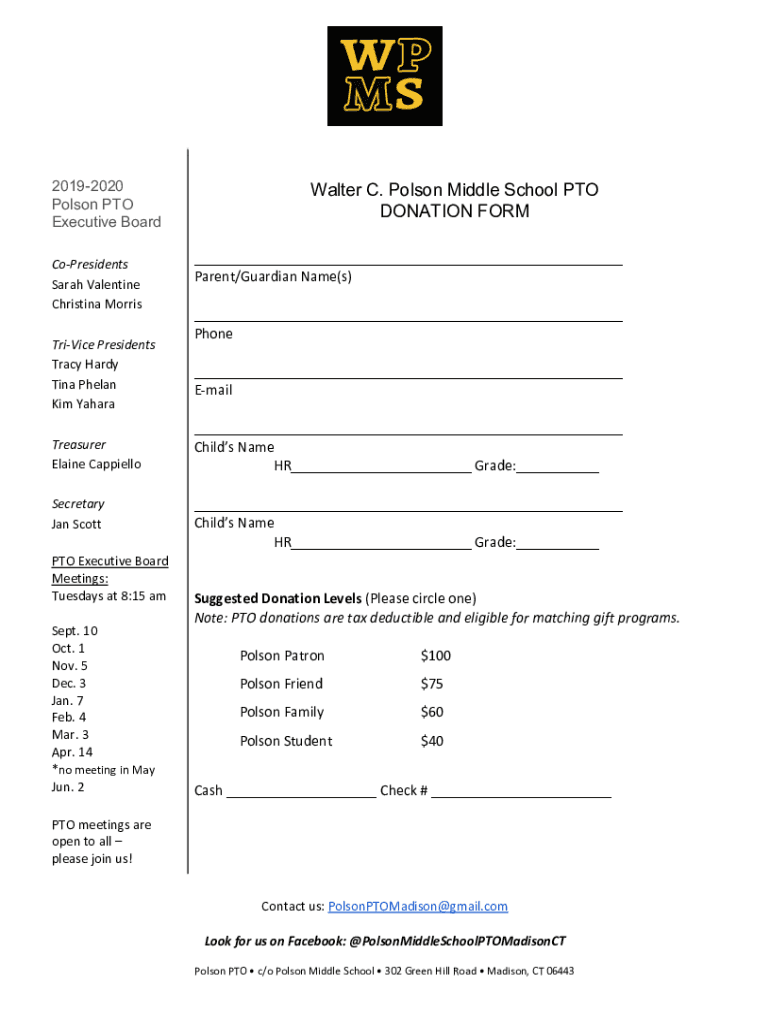 Fillable Online Polson PTO Donation Form. Polson PTO Fax Email Print ...