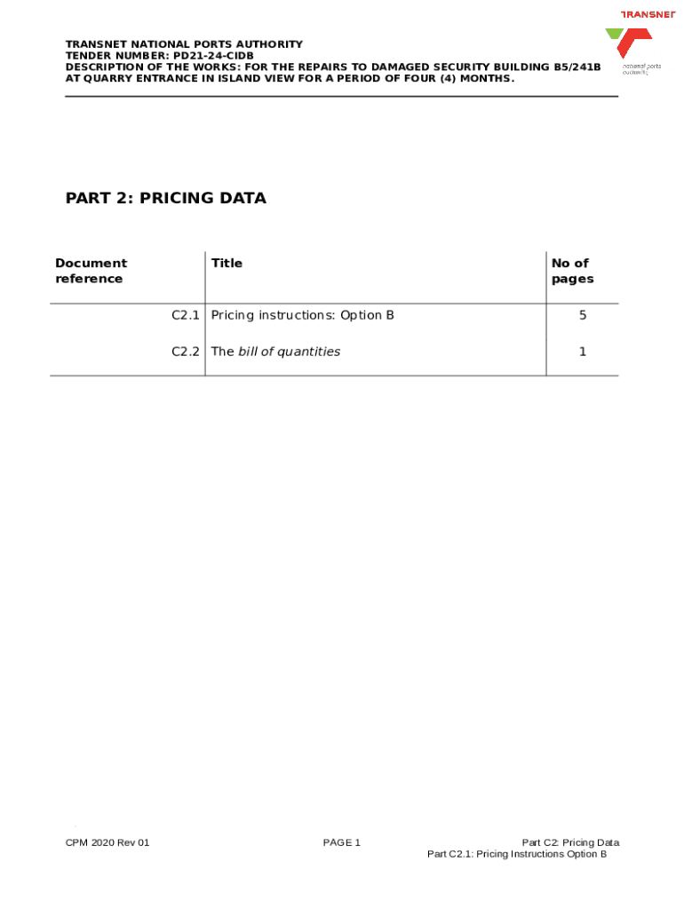 PREAMBLE TO THE BILLS OF QUANTITY Page 1 of 7 Doc Template | pdfFiller
