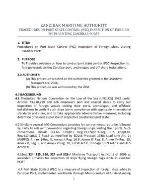 Fillable Online Procedures on Port State Control (PSC) Inspection of ...