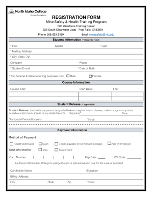 Fillable Online Mining Classes - North Idaho College Workforce Training ...