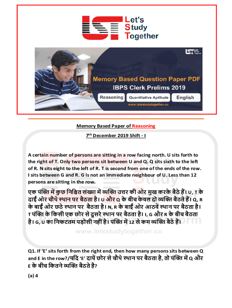 Fillable Online A certain number of people are sitting in a row, facing ...