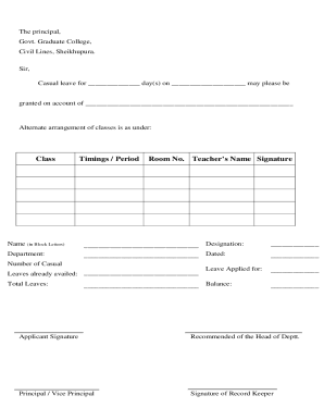 Fillable Online How to write an application to a principal asking him ...