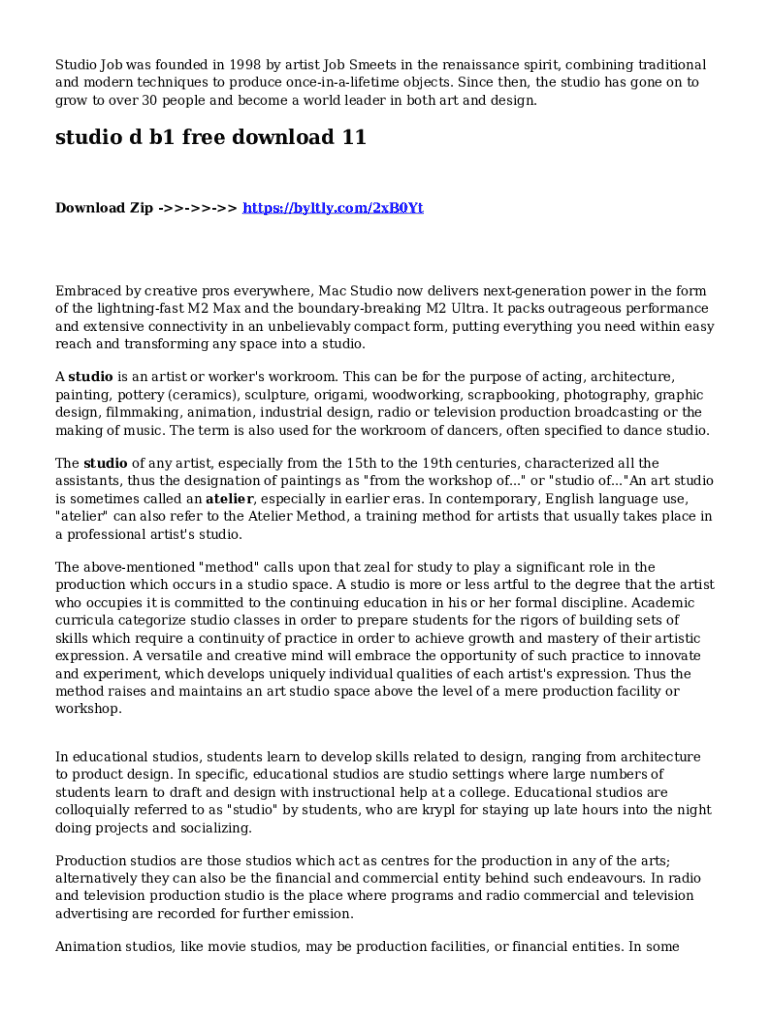 Fillable Online Studio D B1 Free Download 11 Fax Email Print - pdfFiller