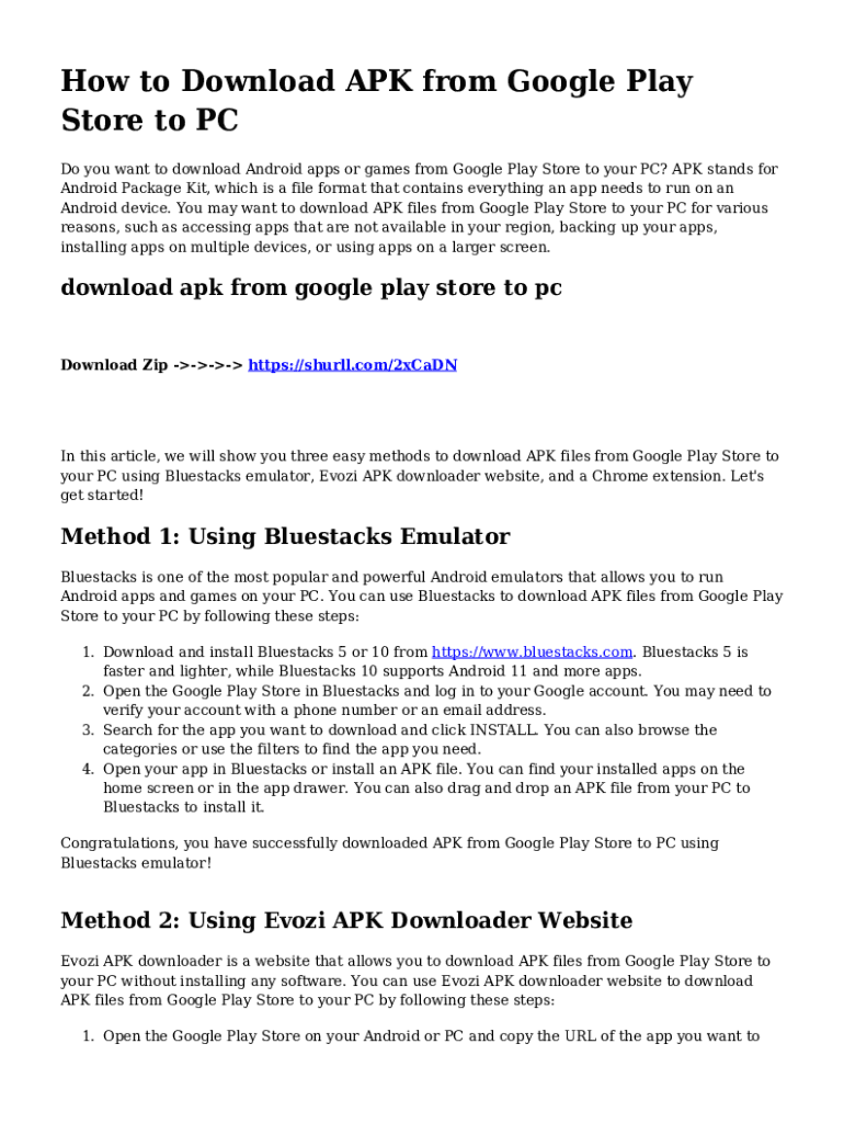 Fillable Online How to Download Google Play Store Applications to a PC Fax Email Print - pdfFiller