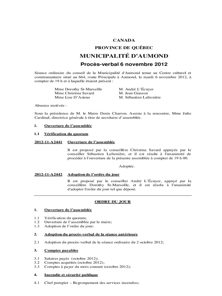 Remplissable En Ligne le Maire Denis Charron Fax Email Imprimer - pdfFiller