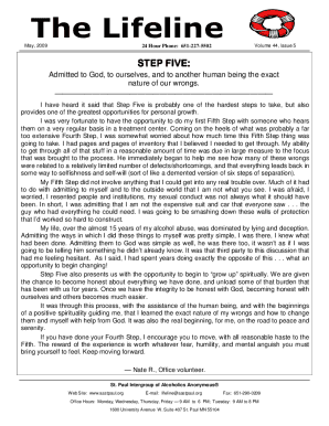 Fillable Online Breaking Down Step Five of AA Alcoholics Anonymous Fax ...