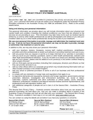 Fillable Online Fillable Online SECOND SKIN PRIVACY POLICY STATEMENT ... Fax Email Print - pdfFiller