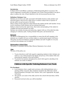 Fillable Online Children with Specific Toileting/Intimate Care Needs ...