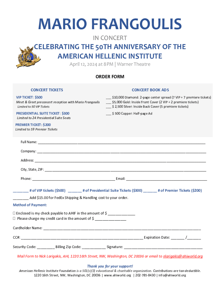 Fillable Online AHI celebrates its Golden Jubilee with a concert by ...